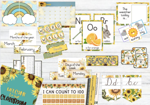 Classroom Theme – Sunflowers – Klashulp.co.za